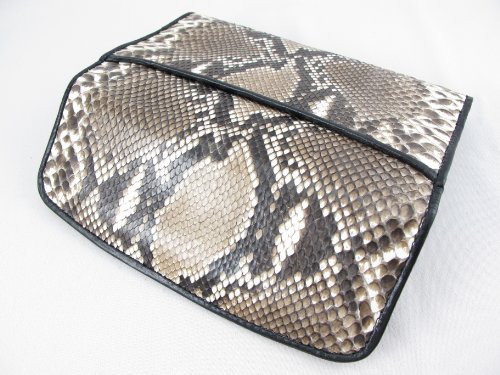 Pelgio Genuine Python Snake Skin Leather Women's Trifold Clutch Wallet (Reticulated Natural)