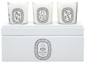 diptyque votive candle trio-baies, figuier, roses-3 ct.