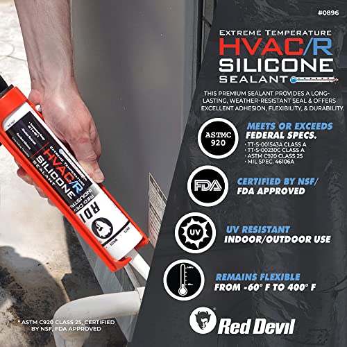 Red Devil 089650 Extreme Temperature HVAC/R Silicone Sealant, Long-Lasting Weather-Resistant Adhesive, 280 ml, Aluminum, 1-Pack