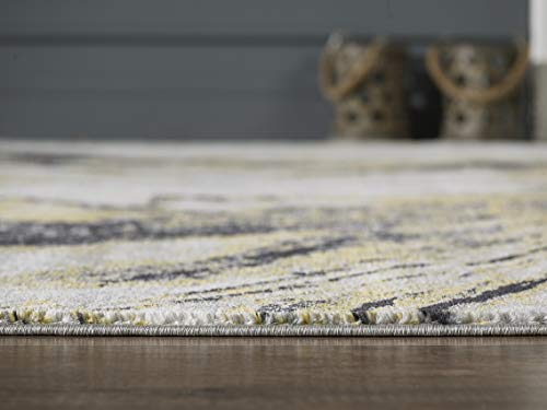 Abani Contemporary Abstract Turkish Area Rug, Laguna Collection Grey & Yellow Modern 4' x 6' Rectangle Accent Rugs