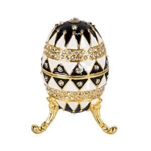 qifu hand painted enameled faberge egg style decorative hinged jewelry trinket box unique gift for home decor