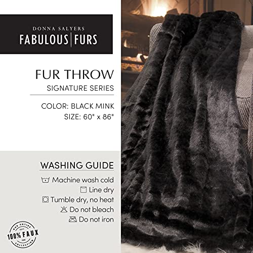 Fabulous-Furs Donna Salyers Couture Mink Faux-Fur Throw Blanket, Soft Blanket, 60x86 in, Black Mink