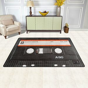 WOZO Old Cassette Tape Music Area Rug Rugs Non-Slip Floor Mat Doormats Living Dining Room Bedroom Dorm 60 x 39 inches inches Home Decor