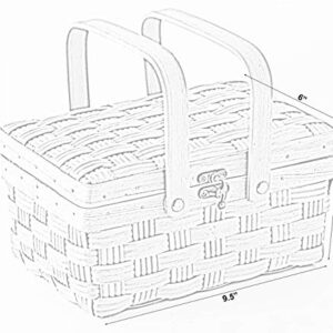 Vintiquewise Small Woodchip Picnic Basket with Cover and Folding Handles