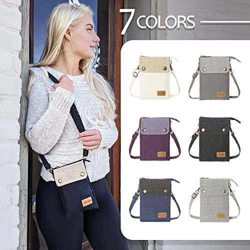 AOCINA Small Crossbody Bags for Women Cell Phone Purse Thread Wallet Crossbody Bag for Teen Girls(A-Black)