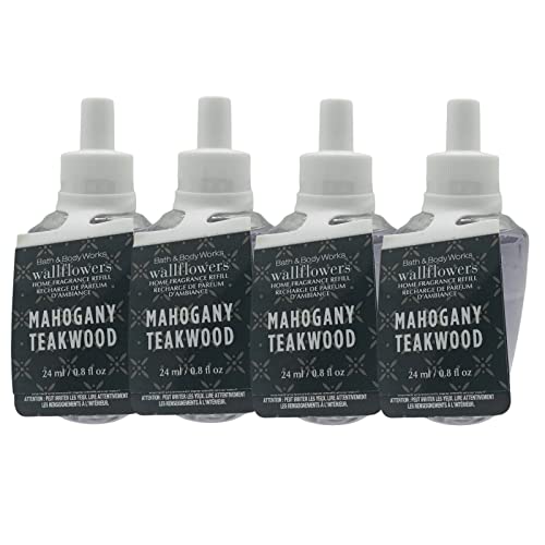 Bath and Body Works 4 Pack Mahogany Teakwood Wallflowers Fragrance Refill. 0.8 fl oz.