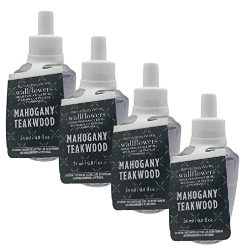 Bath and Body Works 4 Pack Mahogany Teakwood Wallflowers Fragrance Refill. 0.8 fl oz.