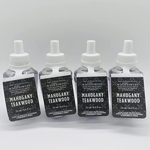 Bath and Body Works 4 Pack Mahogany Teakwood Wallflowers Fragrance Refill. 0.8 fl oz.