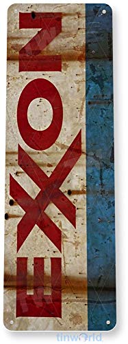 Tinworld Tin Sign Exxon Rust Retro Rustic Oil Gas Station Metal Sign Decor Garage Auto Shop Cave B597