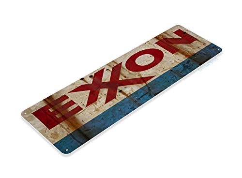 Tinworld Tin Sign Exxon Rust Retro Rustic Oil Gas Station Metal Sign Decor Garage Auto Shop Cave B597