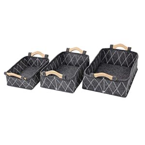 bins & things felt storage bins basket set of 3 (s, m, l) fabric storage organizing baskets with durable handles – home storage organizer made with thick durable felt materials – fabric storage basket