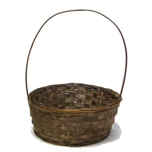 The Lucky Clover Trading 12 Inch Round Bamboo Basket with Handle