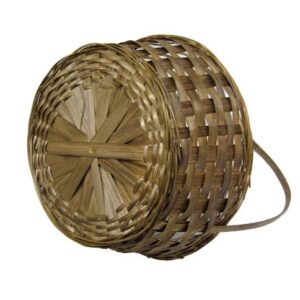 The Lucky Clover Trading 12 Inch Round Bamboo Basket with Handle