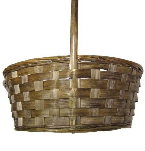 The Lucky Clover Trading 12 Inch Round Bamboo Basket with Handle