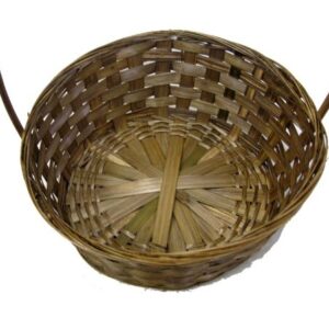 The Lucky Clover Trading 12 Inch Round Bamboo Basket with Handle