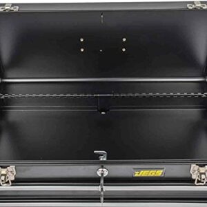 JEGS 3-Drawer Toolbox - Metal Toolbox with Ball-Bearing Drawer Slides - Rust-Resistant Latches - Black Powder Coat Finish - Includes Lock and Keys