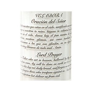 Catholic Prayer Candles - Set Of 2 Religious Candles - Real Wax (White Poured, Unscented) Candles - Extra Long Burn Time - Prayer Printed On Each Candle - Church Vigil Devotional [BUNDLE, 2 Pcs.] (The Lord's Prayer)