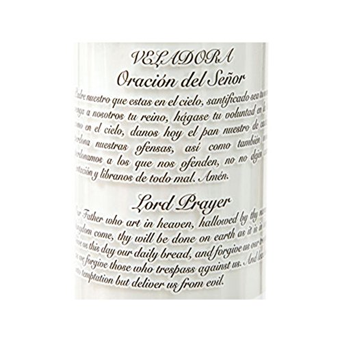 Catholic Prayer Candles - Set Of 2 Religious Candles - Real Wax (White Poured, Unscented) Candles - Extra Long Burn Time - Prayer Printed On Each Candle - Church Vigil Devotional [BUNDLE, 2 Pcs.] (The Lord's Prayer)