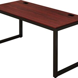 SHW Home Office 55-Inch Large Computer Desk, Black/Cherry