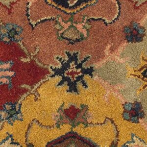 SAFAVIEH Heritage Collection 4' Square Red / Multi HG926A Handmade Traditional Oriental Premium Wool Area Rug