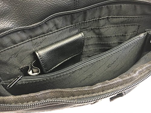 Genuine Leather Locking Concealment Purse CCW Concealed Carry Gun Bag Handbag, Ambidextrous, Black