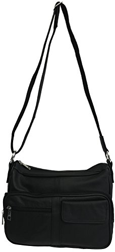 Genuine Leather Locking Concealment Purse CCW Concealed Carry Gun Bag Handbag, Ambidextrous, Black