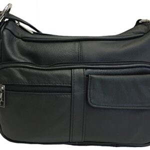 Genuine Leather Locking Concealment Purse CCW Concealed Carry Gun Bag Handbag, Ambidextrous, Black