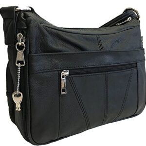 Genuine Leather Locking Concealment Purse CCW Concealed Carry Gun Bag Handbag, Ambidextrous, Black