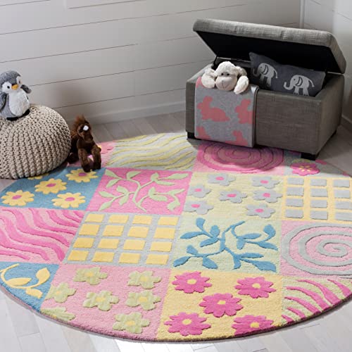 SAFAVIEH Kids Collection 3' x 5' Pink/Multi SFK356A Handmade Floral Wool Area Rug