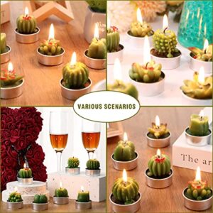 12 Pieces Cactus Tealight Candles Handmade Delicate Succulent Cactus Candles for Party Wedding Spa Home Decoration Gifts (Simple Style)