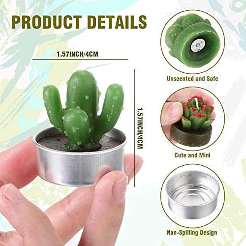 12 Pieces Cactus Tealight Candles Handmade Delicate Succulent Cactus Candles for Party Wedding Spa Home Decoration Gifts (Simple Style)