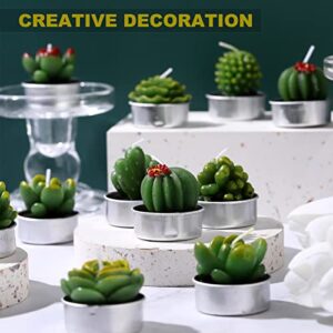 12 Pieces Cactus Tealight Candles Handmade Delicate Succulent Cactus Candles for Party Wedding Spa Home Decoration Gifts (Simple Style)