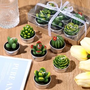 12 Pieces Cactus Tealight Candles Handmade Delicate Succulent Cactus Candles for Party Wedding Spa Home Decoration Gifts (Simple Style)