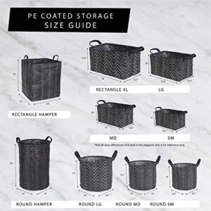 DII Laundry Storage Collection Cabana Stripe Collapsible and Waterproof Bins, Small Round, 9.5x8, Black, 2 Piece