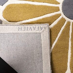 SAFAVIEH Soho Collection 3'6" x 5'6" Grey / Yellow SOH705A Handmade Premium Wool & Viscose Area Rug