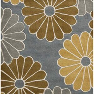 SAFAVIEH Soho Collection 3'6" x 5'6" Grey / Yellow SOH705A Handmade Premium Wool & Viscose Area Rug