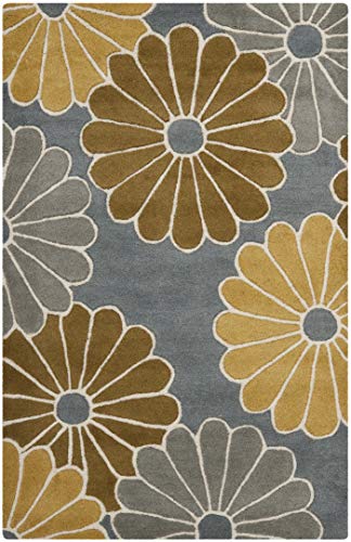 SAFAVIEH Soho Collection 3'6" x 5'6" Grey / Yellow SOH705A Handmade Premium Wool & Viscose Area Rug