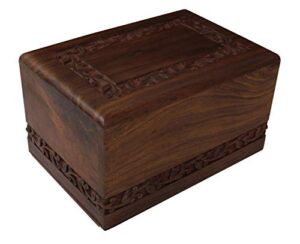 bogati hand carved rosewood urn with border design (x-large)