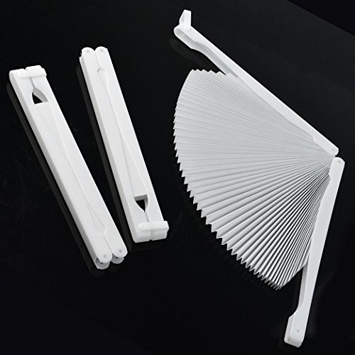 36 Pack Folding Paper Fans Round Shape Handheld Fans Plastic Handle Wedding Party Favors White