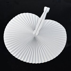 36 Pack Folding Paper Fans Round Shape Handheld Fans Plastic Handle Wedding Party Favors White