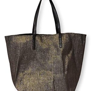 SONA G DESIGNS Black with Metallic Gold Lightweight Tote Bag - Custom Embroidery Personalization Available (Black)