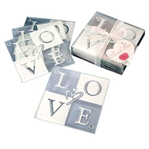 fashioncraft set of 4 glass l o v e coasters