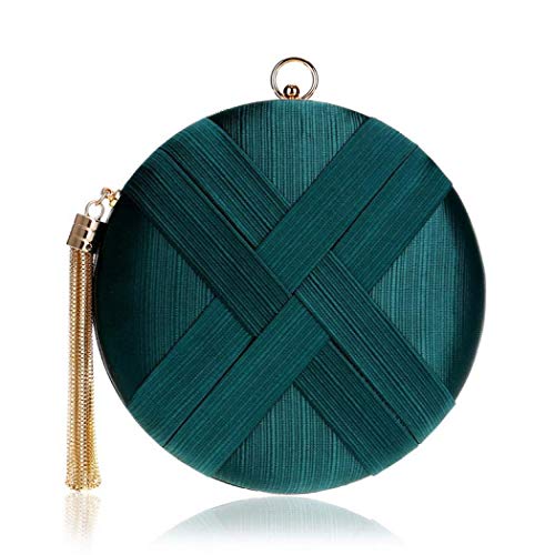 Tanpell Women's Evening Bags Tassel Pendant Silk Clutch Bag for Formal Party Bridal Wedding Green