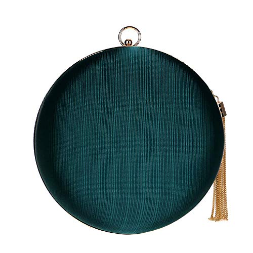 Tanpell Women's Evening Bags Tassel Pendant Silk Clutch Bag for Formal Party Bridal Wedding Green