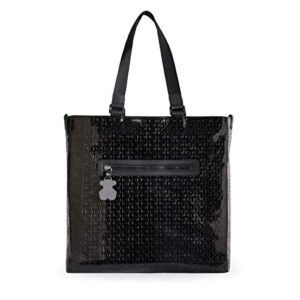 tous waterproof vinyl combined with patent leather effect shopping bag for women, 34x34x28 cm, lindsay collection