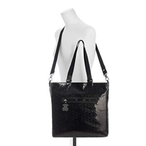 TOUS Waterproof Vinyl Combined with Patent Leather Effect Shopping Bag for Women, 34x34x28 cm, Lindsay Collection