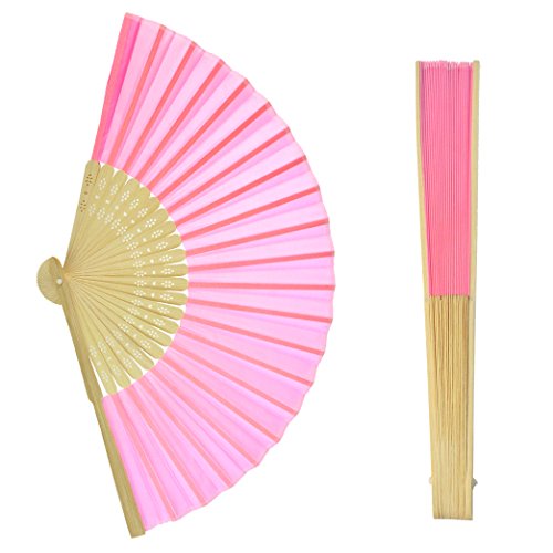 12 Pack DIY Hand Folding Fans Silk Bamboo Handheld Folding Fans Wedding Party Church Home Office Decoration