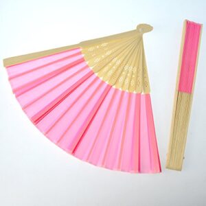 12 Pack DIY Hand Folding Fans Silk Bamboo Handheld Folding Fans Wedding Party Church Home Office Decoration