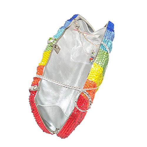 Hand Made Women Rainbow Crystal Evening Bags Party Cocktail DIamond Clutch Purses Wedding Handbags