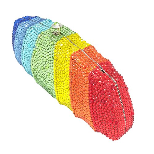 Hand Made Women Rainbow Crystal Evening Bags Party Cocktail DIamond Clutch Purses Wedding Handbags